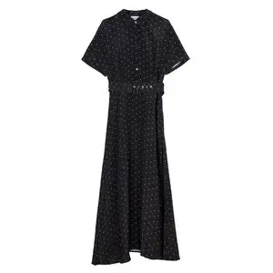 BEL CASHMERE Black / White Monaco Silk Dress Black With Dots - Black/white