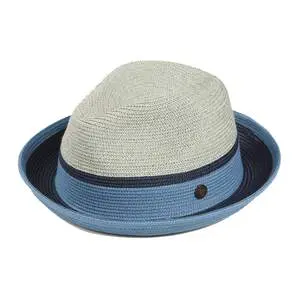 DASMARCA HATS Dasmarca Verona Aqua Lightweight Summer Two Tone Straw Fedora Hat For And - Blue