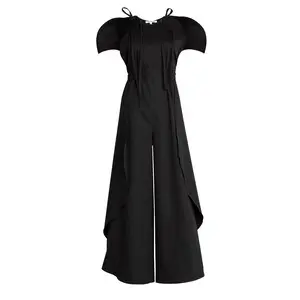 BIANCA POPP Flower Jumpsuit In Cotton - Black