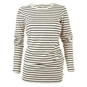 COVE Neutrals Long Length Cotton Stone & Stripe Tee - Black