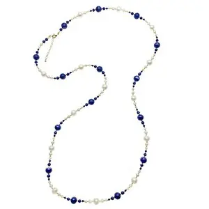 FARRA Freshwater & Round Lapis Multi-way Necklace - Blue/white