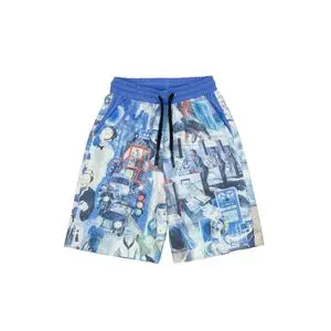 MYSIMPLICATED Bermuda Shorts In With Graffiti Design Recycled Fabric W - Blue