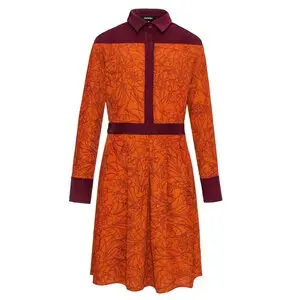 SMART AND JOY Linear Flower Print Shirt-dress