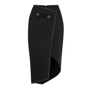 MIRIMALIST Wrap Pencil Midi Skirt - Black