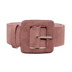 BELTBE Suede Square Buckle Belt Dusty Rose - Pink