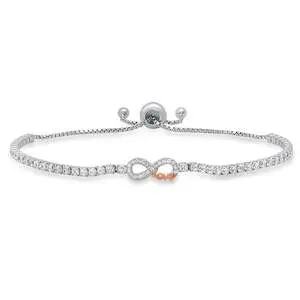 KYLIE HARPER Sterling Petite Two-tone Infinity 'love' Cz Adjustable Bracelet - Silver