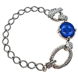 GEM KINGDOM Silver / Blue Blue Lapis Bracelet