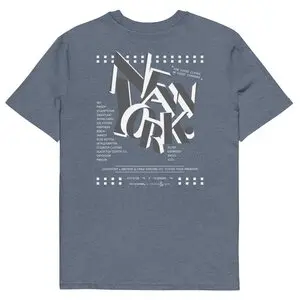 ANCHOR & CREW Heather Gustatory New York Coffee Scene Organic Cotton Embroidered T-shirt - Blue