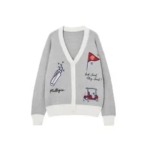 VICTORIA PAULSEN Grey / White Sophie Cardigan Grey Multi - Grey/white
