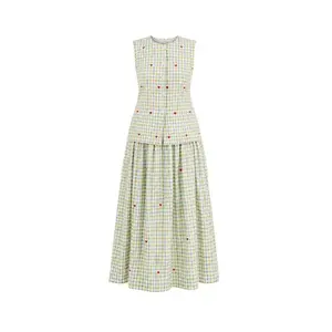 CHARKHA & LOOM Green / White / Red Penelope Gingham Two Piece Set