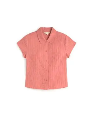 THINKING MU Slim Popcorn Blouse Kitty - Pink