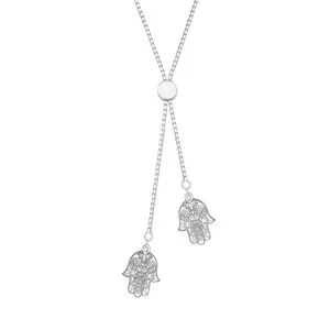 CARTERGORE Hamsa Hand Sterling Slider Necklace - Silver