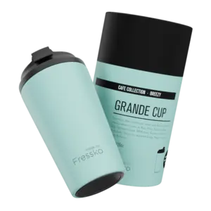 Fressko Grande 16oz / 475ml Reusable Coffee Cup, Stainless Steel Breezy - Blue