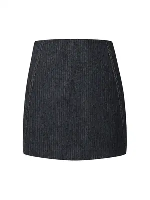 TIA DORRAINE Denim Mini Skirt Pinstripe - Blue