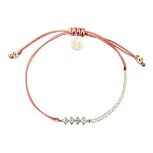 ADRIANA PAPPAS DESIGNS Cz Crystal Bar Bracelet On Colored Cord Coral - Pink
