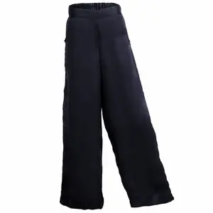 CEVA CU DICHIS Elastic Waist Trousers Made Of Vegan Silk - Black