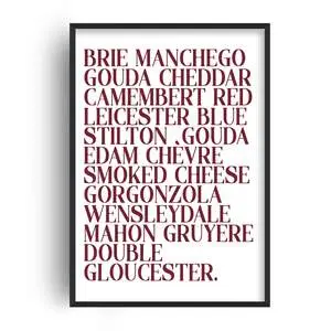 FANCLUB Cheese List Food Exclusive Typographic Art Print - Red