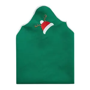 KM HOME COLLECTION Santa Hat Embroidery Cotton Napkins Set Of 2 - Green