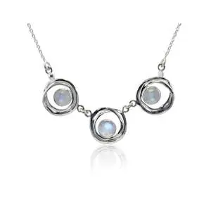 ISLA SILVER Handmade Majestic Circular Moonstone Necklace - Silver