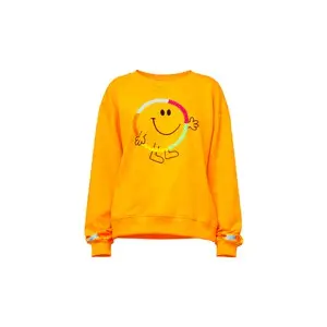 TANTRA SPAIN SL Fluor Sweatshirt With Smile Pattern And Embroidery On Front And Cuffs - Orange