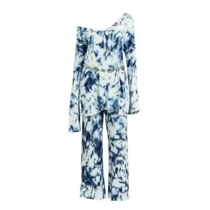 SÂB STUDIO Black / Blue Tie-dye Knit Pant Wide-leg Drawstring - Black/blue