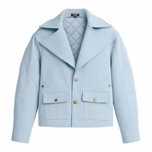 LUROQ LONDON Stonewashed Quilted Blazer - Blue