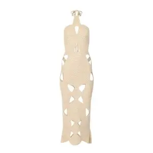 DECOLET THE LABEL Neutrals Isla Cut-out Crochet Dress In Cream - White
