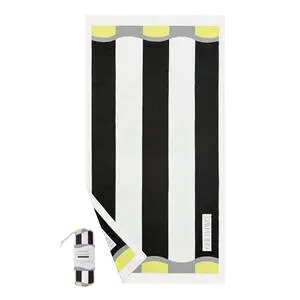 6FIFTYTWO® Black / White / Yellow Monaco Microfibre Beach Towel The Riviera Collection - Black/white/yellow