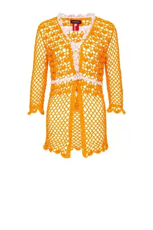 ANDREEVA California Poppy Handmade Crochet Shirt - Orange