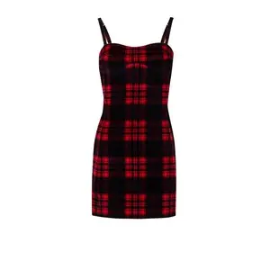 PCFG Black / Red Your Itch Plaid Mini Dress