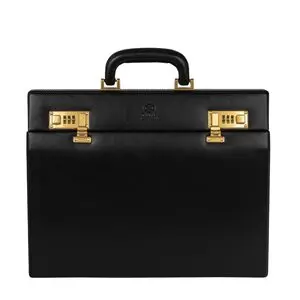 TIME RESISTANCE Leather Attaché Case Briefcase Vendetta - Black