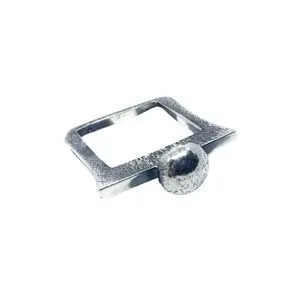TG-JEWELLERY BY TAMARA GERVASIO Silver / Black Square Pebble Ring In Recycle Sterling Silver – Oxide & Polish Finish- One Of A Kind - Silver/black