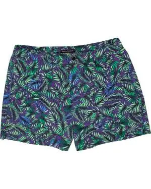 LORDS OF HARLECH Leaf Print Swim Shorts - Purple/green/blue