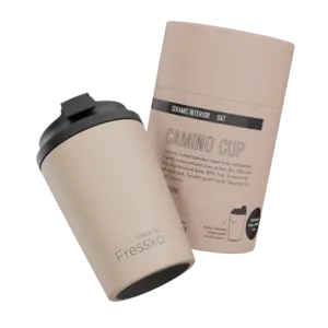 Fressko Neutrals Camino 12oz / 340ml Reusable Coffee Cup, Ceramic Oat - Brown