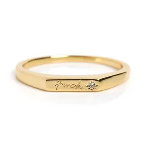 VICSTONENYC FINE JEWELRY 14k Natural Diamond “f*ck” Signet Gold Ring - Yellow