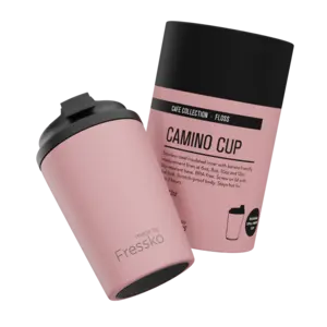 Fressko Camino 12oz / 340ml Reusable Coffee Cup, Stainless Steel Floss - Pink