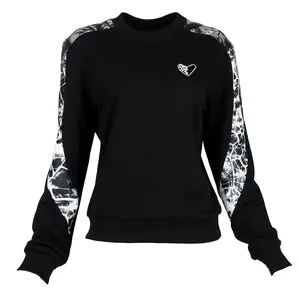 LALIPOP DESIGN Black / White Heart Embellished Black Sweatshirt
