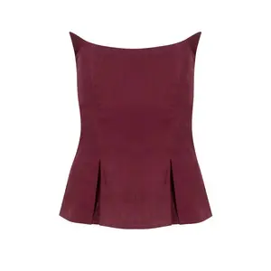 GUNDA HAFNER LTD Burgundy Linen Corset - Red