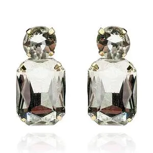 MICHAEL NASH JEWELRY White / Silver Adelle Crystal Octagon And Crystal Round Stone Drop Earrings - White/silver