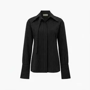 LOLAM Olsen Shirt With White Lines - Black