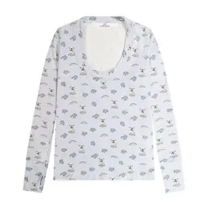 CLOUD HAVEN Long Sleeve Scoop Neck Tee In Sky - Blue
