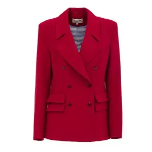 JULIA ALLERT Classic Tailo Double-breasted Blazer Burgundy - Red