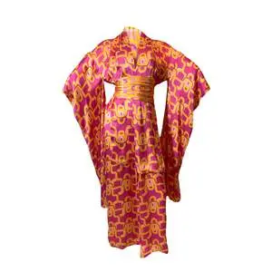 JULIA CLANCEY Reversible Silk Kimono Olympia Fondant & Lydy Lilac - Pink