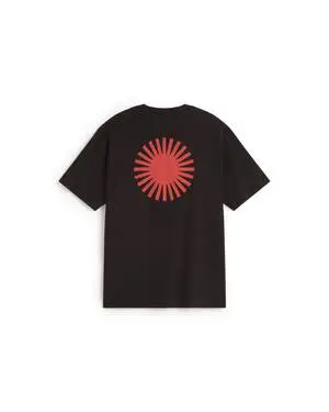 THINKING MU Aaron Red Back Sun T-shirt - Black