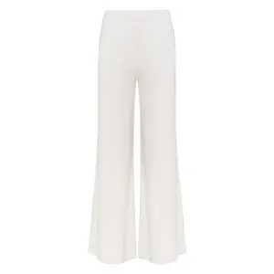 MANDRAGORA Neutrals / Ecru Knit Pants With A Straight Leg And High Waist Made Of Viscose – Ivy - White