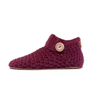 KINGDOM OF WOW Hand-crocheted Ankle Boot Wool Slippers - Red