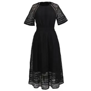 SMART AND JOY All-lace Flared Dress And Trims - Black