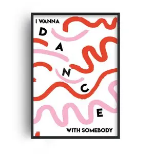 FANCLUB I Wanna Dance With Somebody 1980s Abstract Music Giclée Art Print A2 - Red