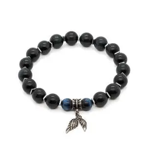 EBRU JEWELRY Black / Blue / Silver Spiritual Beads Angel Bracelet Black - Black/blue/silver