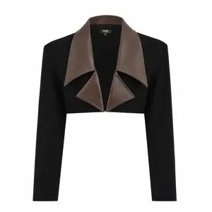 LUROQ LONDON Black / Brown Cropped Frame Blazer - Black/brown